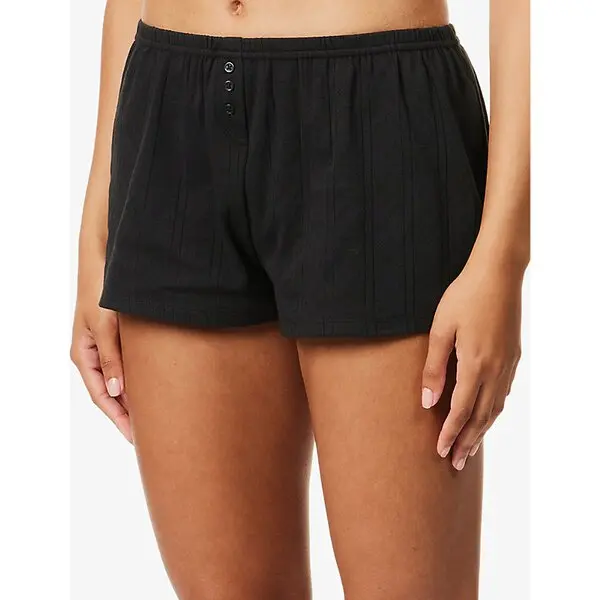 COU COU Pointelle Knitted Cotton Shorts