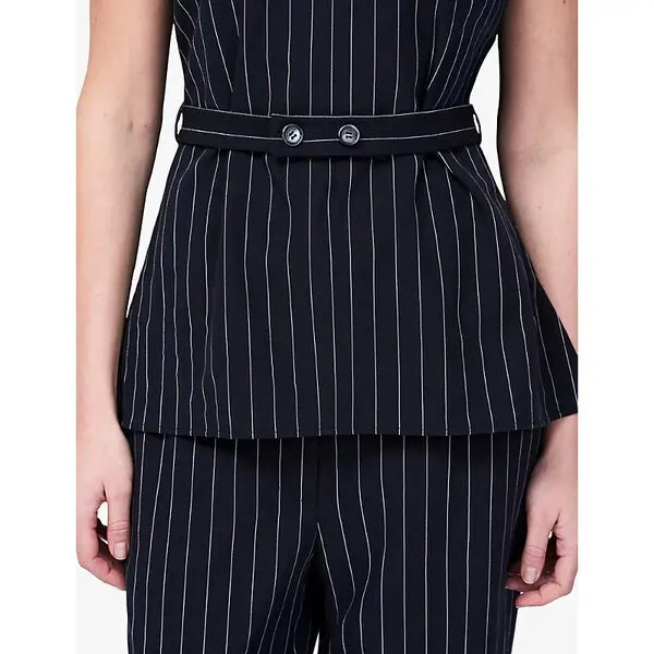 RO&ZO Pinstripe Long-line Woven Top