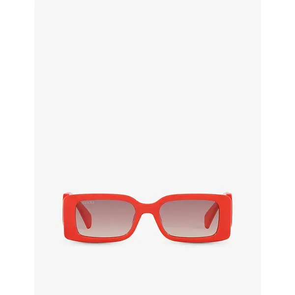 Gucci Rectangle Frame Acetate Sunglasses - Red