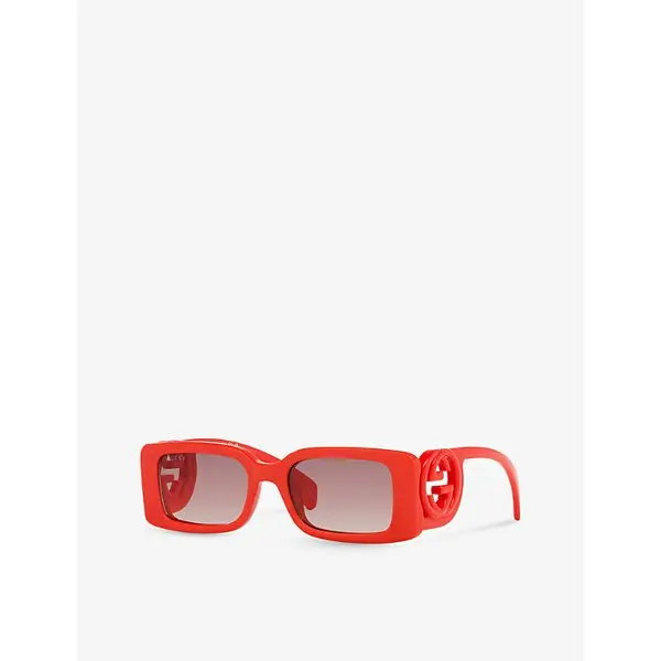 Gucci Rectangle Frame Acetate Sunglasses - Red