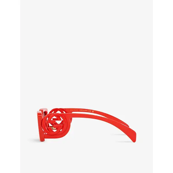 Gucci Rectangle Frame Acetate Sunglasses - Red