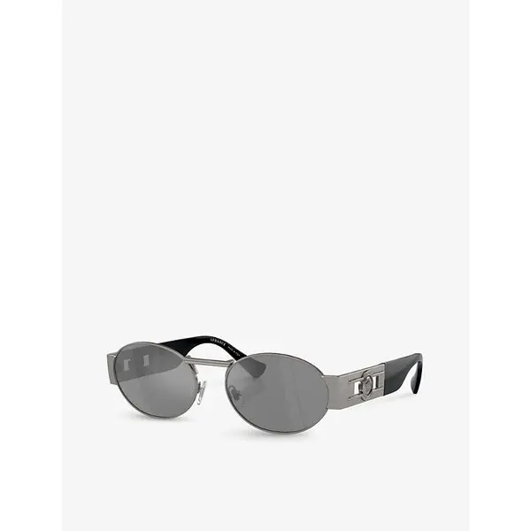 Versace Ve2264 Oval Frame Metal Sunglasses - Grey