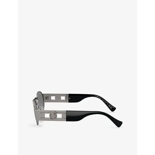 Versace Ve2264 Oval Frame Metal Sunglasses - Grey