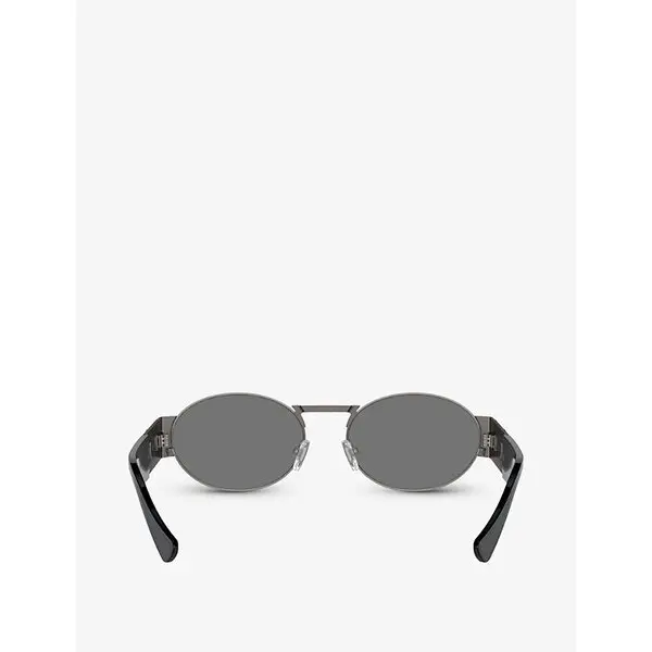 Versace Ve2264 Oval Frame Metal Sunglasses - Grey
