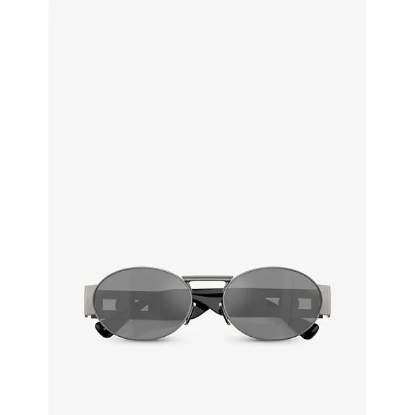 Versace Ve2264 Oval Frame Metal Sunglasses - Grey