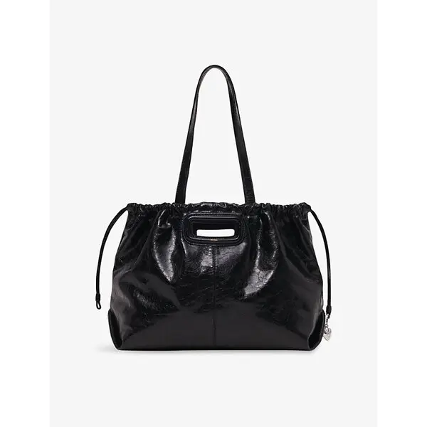 Maje Crackled Leather Tote Bag - Black