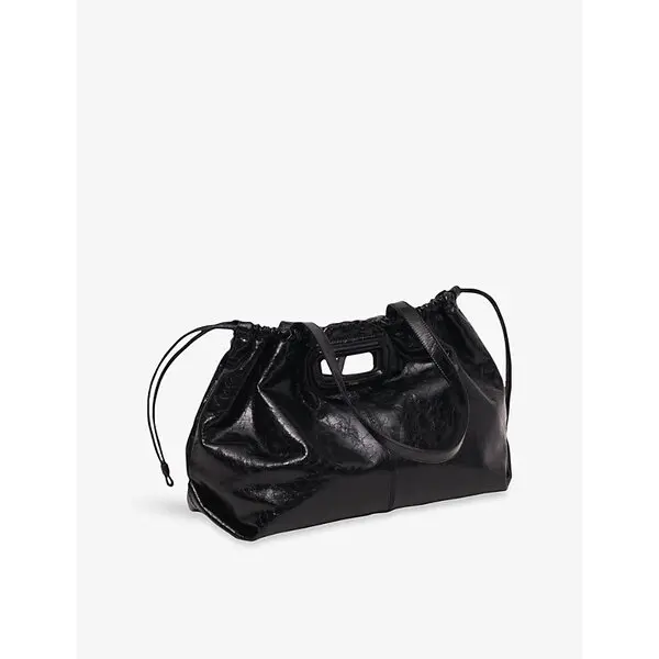 Maje Crackled Leather Tote Bag - Black
