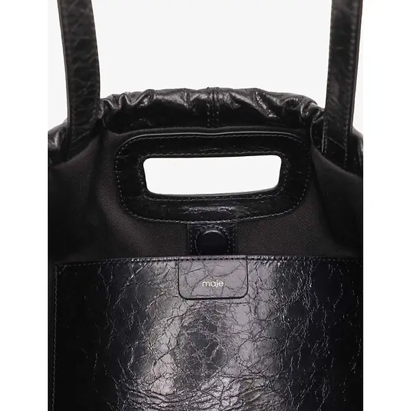 Maje Crackled Leather Tote Bag - Black