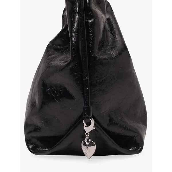 Maje Crackled Leather Tote Bag - Black