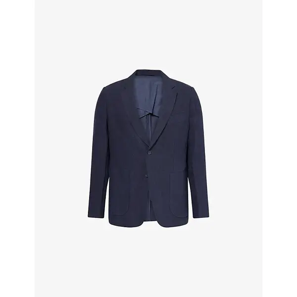 PERCIVAL Tailored Single-breasted Linen Blazer - Navy