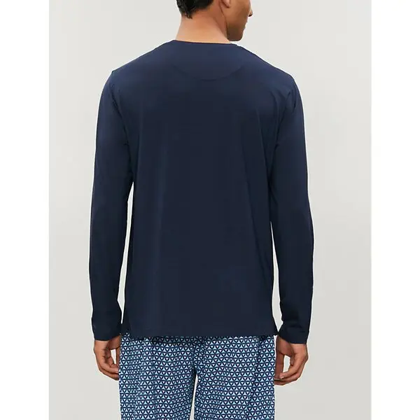 Derek Rose Basel Long-sleeved Stretch-cotton Top - Blue