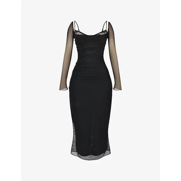 House Of Cb Katarina Corseted Stretch-woven Maxi Dress - Black