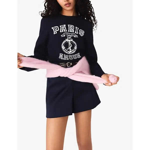 Maje Paris Amour" Embroidered Wool Blend Jumper