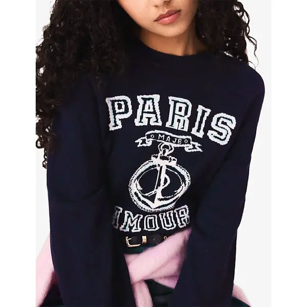 Maje Paris Amour" Embroidered Wool Blend Jumper