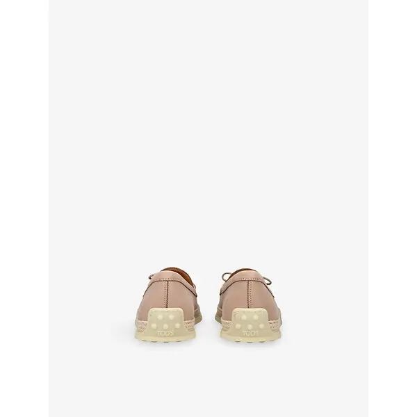 TOD'S Suede Loafers With Faux Lace Fastening - Blush