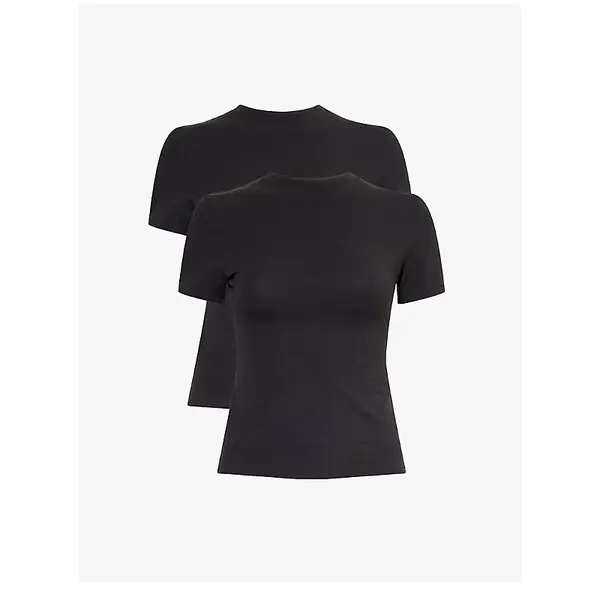 SKIMS Pack Of Two Stretch-cotton T-shirts - Soot