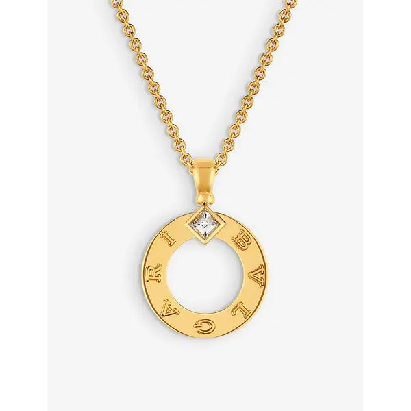 BVLGARI 18ct Yellow-gold And 0.09ct Brilliant-cut Diamond Pendant Necklace - Yellow Gold