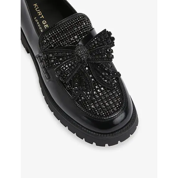 Kurt Geiger Crystal Bow Patent Leather Loafers