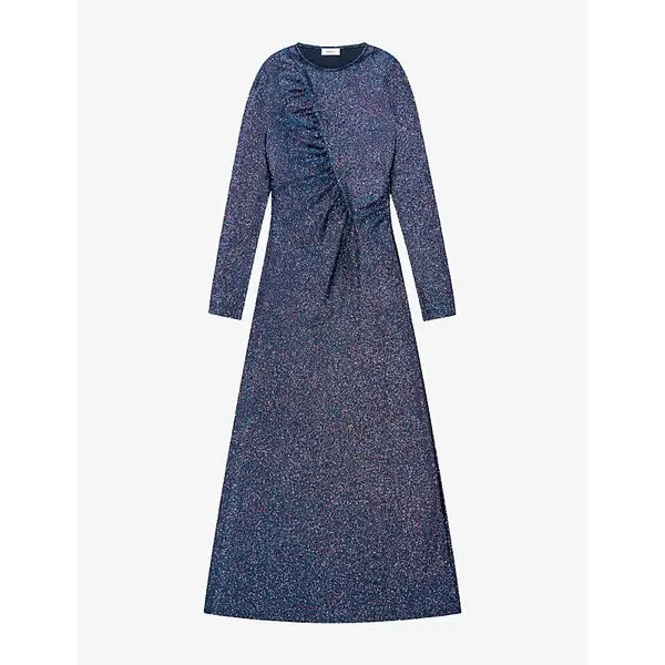 RO&ZO Kylie Sparkle Ruched-front Maxi Dress