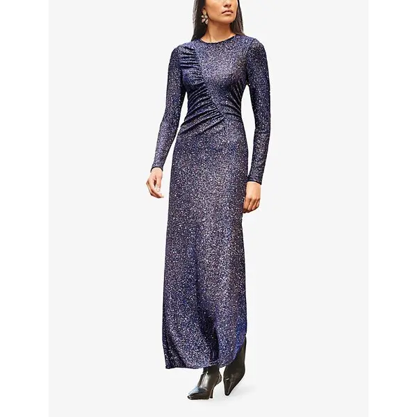 RO&ZO Kylie Sparkle Ruched-front Maxi Dress