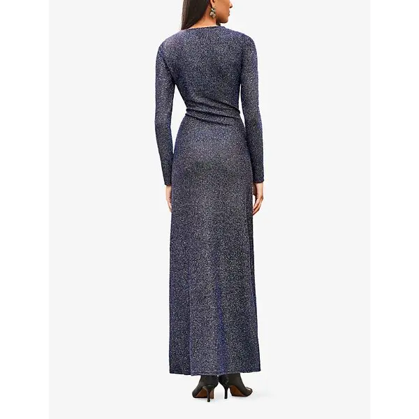 RO&ZO Kylie Sparkle Ruched-front Maxi Dress