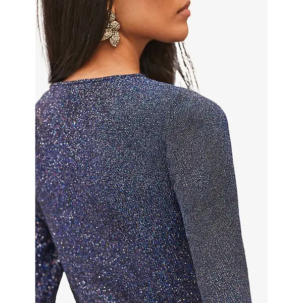 RO&ZO Kylie Sparkle Ruched-front Maxi Dress