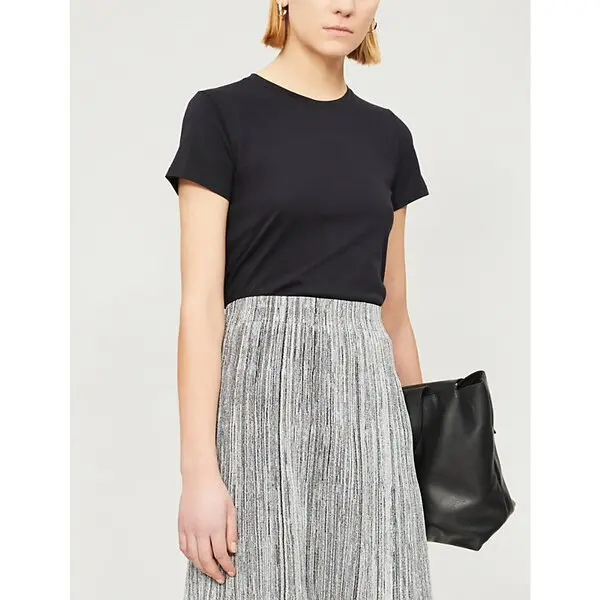 Vince Essential Round-neck Pima Cotton T-shirt - Black
