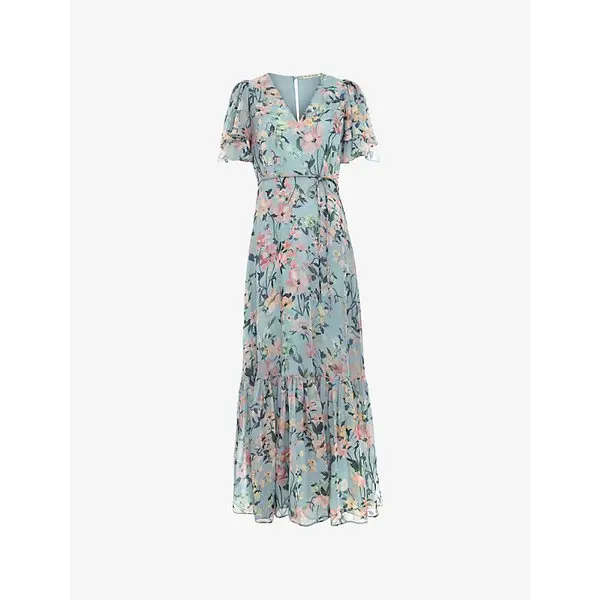 PHASE EIGHT Violet Floral-print Woven Midi Dress - Multi