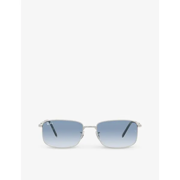 Ray-ban Rb3717 Rectangle-frame Polished -metal Sunglasses - Silver