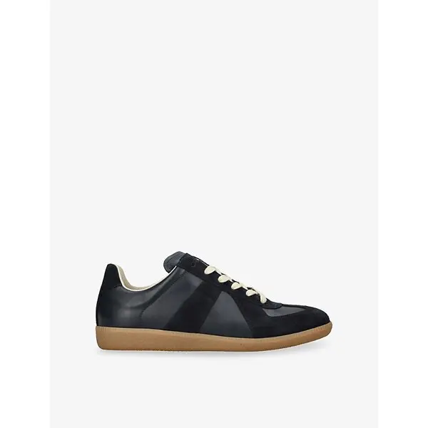 MAISON MARGIELA Replica Panelled Leather Trainers - Navy