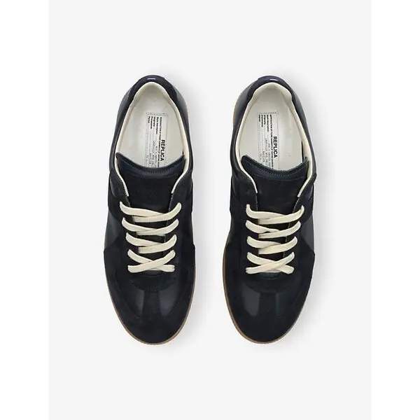 MAISON MARGIELA Replica Panelled Leather Trainers - Navy