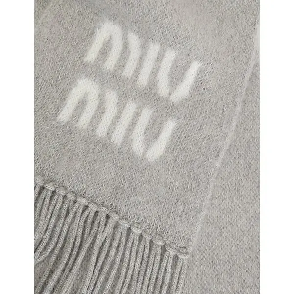Miu Miu Logo-jacquard Fringed Mohair-blend Scarf