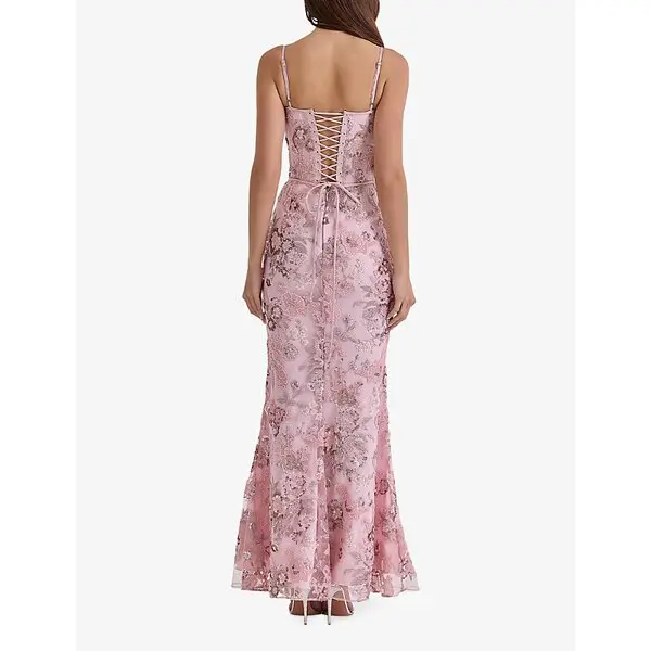 House Of Cb Naima Embellished Mesh Maxi Dress - Pink