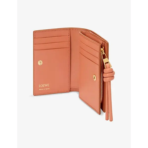 Loewe Knot Compact Leather Wallet - Tan/papaya