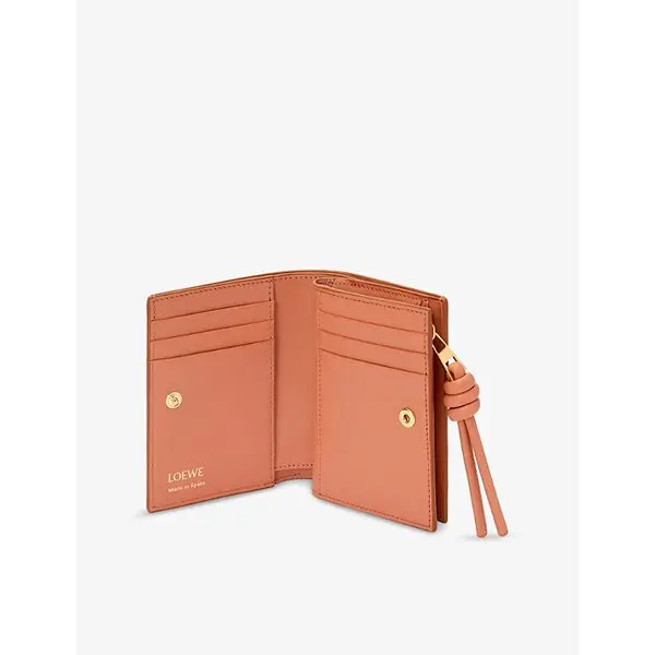 Loewe Knot Compact Leather Wallet - Tan/papaya