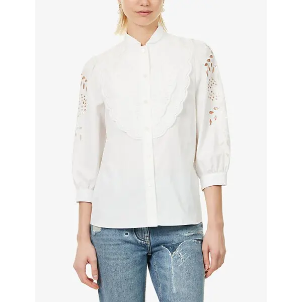Valentino Garavani Broderie Cotton Shirt - Bianco