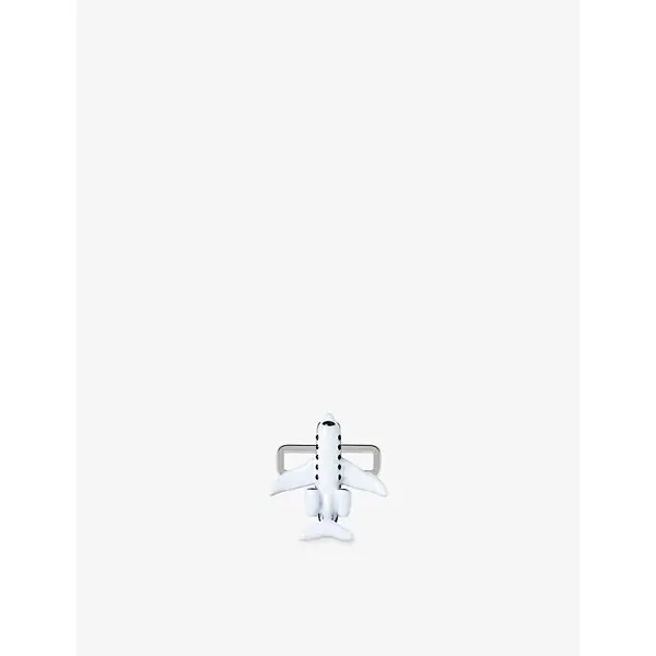 POUBEL Sterling And Enamel Aeroplane Charm - Silver