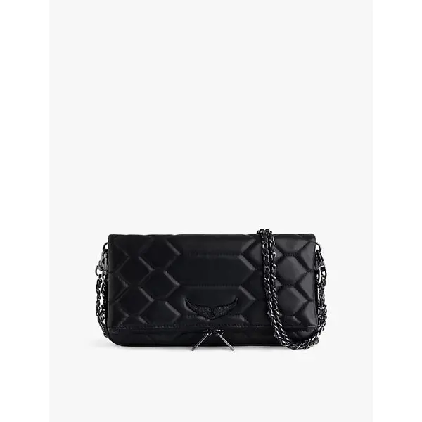 Zadig&Voltaire Rock Xl Quilted Leather Clutch Bag - Noir