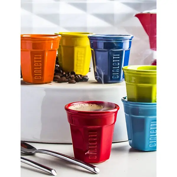 BIALETTI Logo Porcelain Espresso Cups Set Of Six