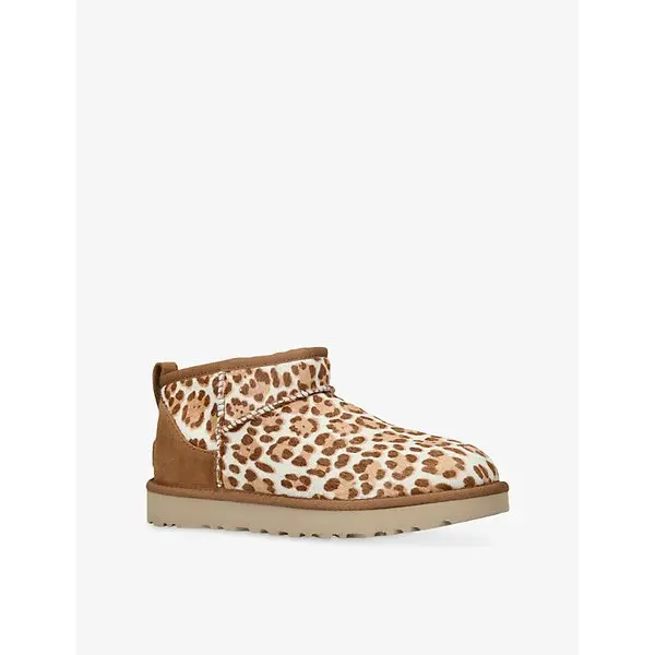 UGG Classic Ultra Mini Suede Leopard Print Boots - Brown/oth