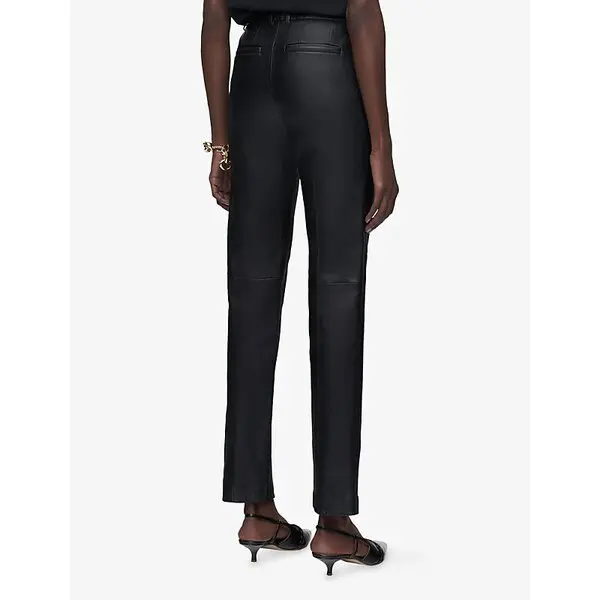 JOSEPH Coleman Slim-fit Mid-rise Leather Trousers - Black