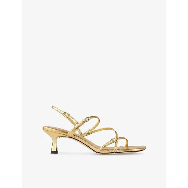 Sandro Strappy 65 Leather Heeled Sandals - Naturels