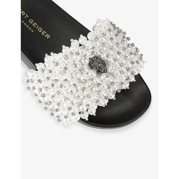 Kurt Geiger Meena Eagle Bead-embellished Rubber Sliders - Cream Comb