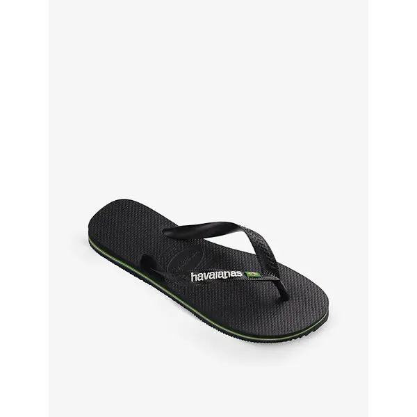 Havaianas Brasil Logo Print Flip Flops - Black/black