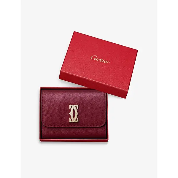 Cartier C De Mini Leather Wallet - Cherry