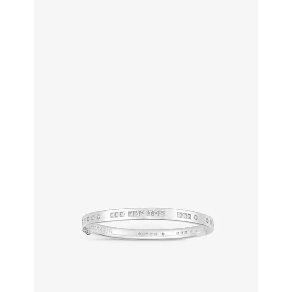 APM MONACO Bonheur Morse Code Sterling And Cubic Zirconia Bangle - Silver