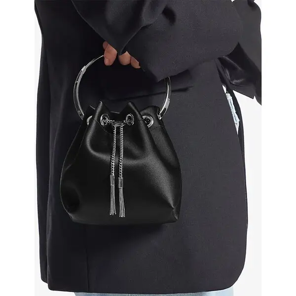 JIMMY CHOO Bon Bon Satin Top-handle Bag - Black/silver