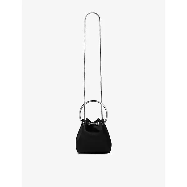 JIMMY CHOO Bon Bon Satin Top-handle Bag - Black/silver