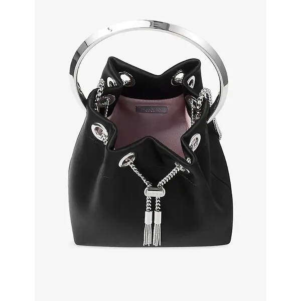 JIMMY CHOO Bon Bon Satin Top-handle Bag - Black/silver