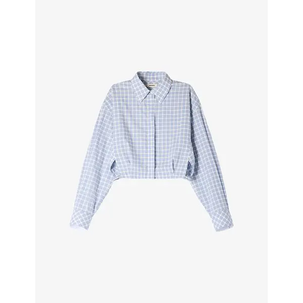Sandro Checked Cropped Cotton Shirt - Blu / White